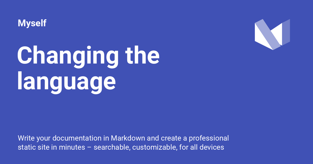 Changing the language - Myself